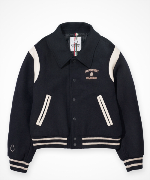 하이퍼리트(HYPERREET) CASHMERE FUR VARSITY JACKET [ DARK NAVY ] - 사이즈 & 후기 | 무신사