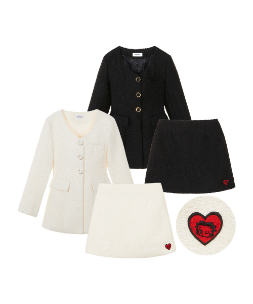 MUSINSA | ULKIN CANVAS Betty Boop Tweed Jacket & Mini Skirt Set-up_(2 Colors)