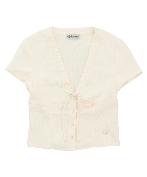 델리센트(DELICCENT) 리본 셔링 셔츠 [CREAM] - 사이즈 & 후기 | 무신사
