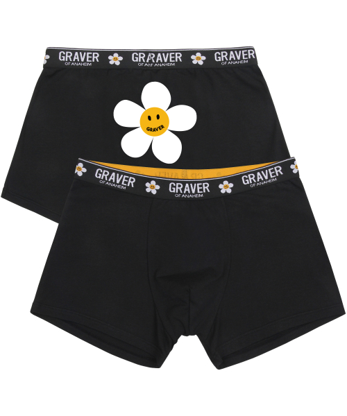 MUSINSA | GRAVER White Back Flower Smile Men's Drawers 1 Pack_Black