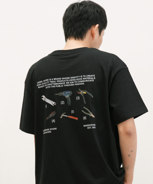 MUSINSA | CAMEL WORK Hardware Store Short-sleeved T-shirt (Black)