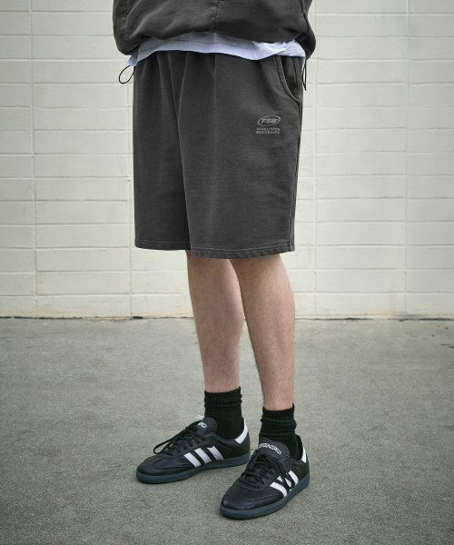 MUSINSA | FLUKE FSB Banding Pigment Half Sweat Shorts Dark Grey FSP356