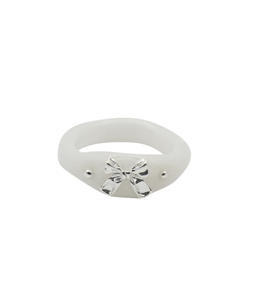 MUSINSA | NFF ribbon metal ring-white