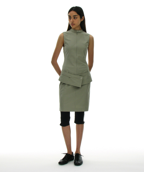 MUSINSA | PARTIMENTO WOMEN Minimal Belted Dress_Light Khaki