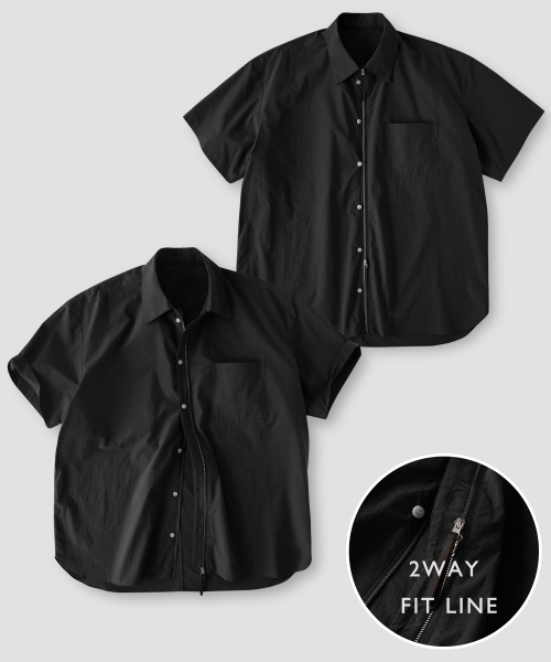 MUSINSA | LAFUDGESTORE 2WAY 60 Overfit Half Shirts_Black