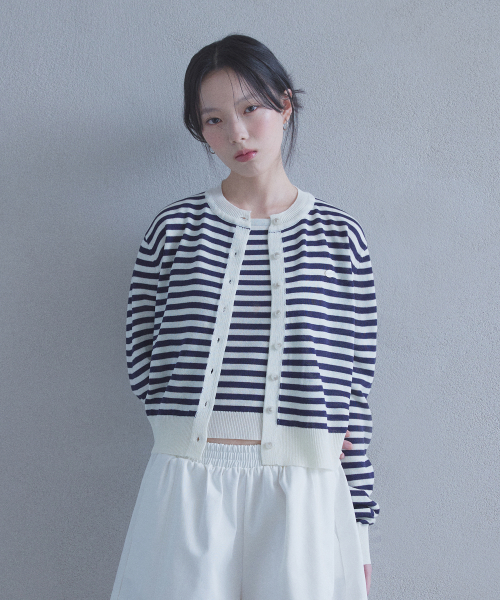 MUSINSA | ORO [SET] Life Marine Skashi Cardigan + Sleeveless_Navy Stripe