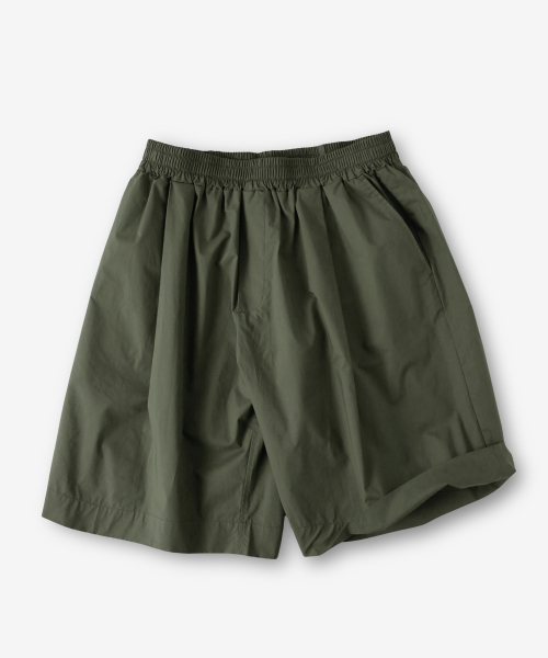 MUSINSA | LAFUDGESTORE Paper Bermuda Round Tuck Half Pants_Martin Olive