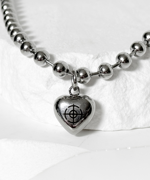 MUSINSA | BLESSED BULLET SS 6mm Mark Heart Chain Necklace-Ball Chain ...