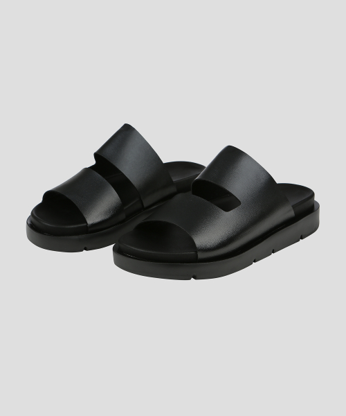MUSINSA | TONY LAWRENCE Vegan Leather Minimal Double Strap Slide
