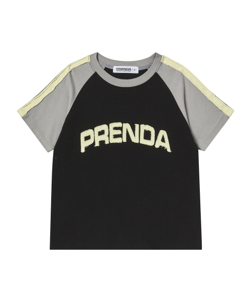 MUSINSA | PRENDA TWILL CUT-OFF RAGLAN TEE GRAY BLACK