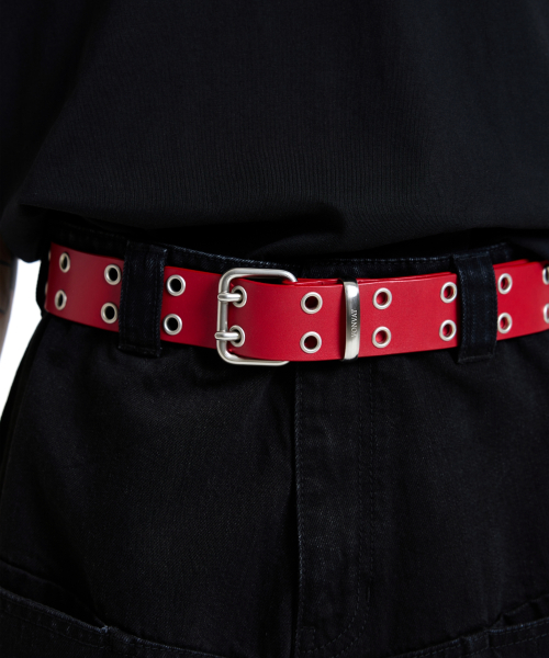 MUSINSA | VONVAT Half Eyelet Belt (Red)