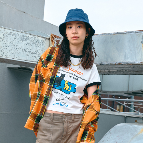 MUSINSA | BONRROW Crop Cats Tee_Wh