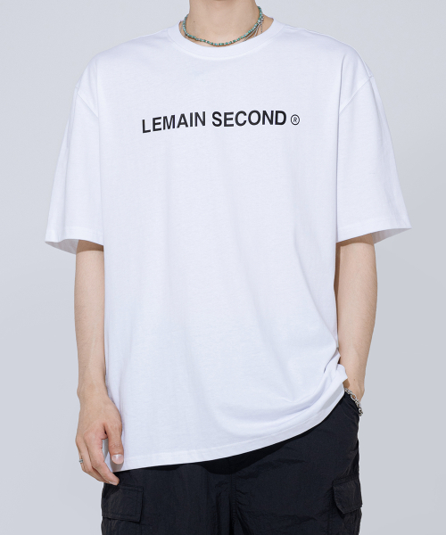 MUSINSA | LEMAIN SECOND Signature Big Logo Oversized Fit Short Sleeve T-shirt [White]