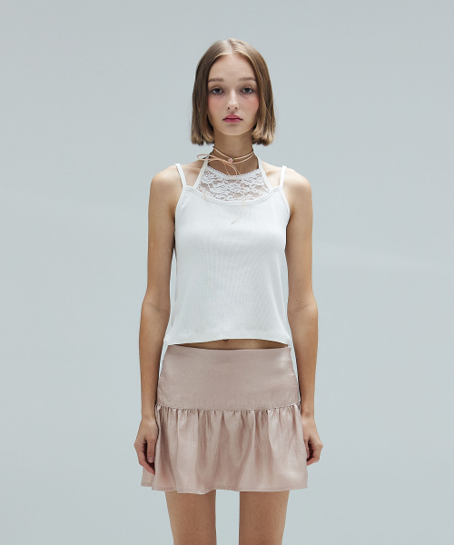 MUSINSA公式 | DEARSTALKER JIA LACE HALTER SLEEVELESS - WHITE