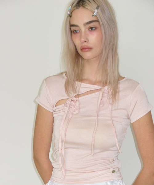 MUSINSA公式 | CRANK String Slit Top_Pink