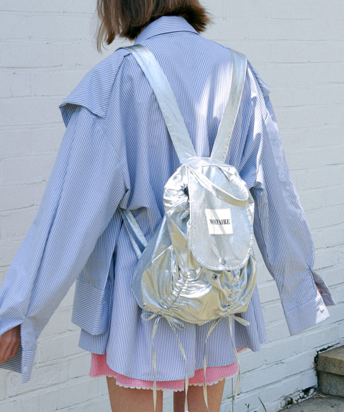 MUSINSA公式 | MOIFAIRE RIBBON STRING BACKPACK / SILVER