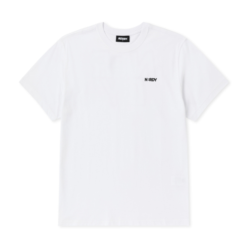 MUSINSA | NERDY Blank Bold Logo Short Sleeve T-Shirt White