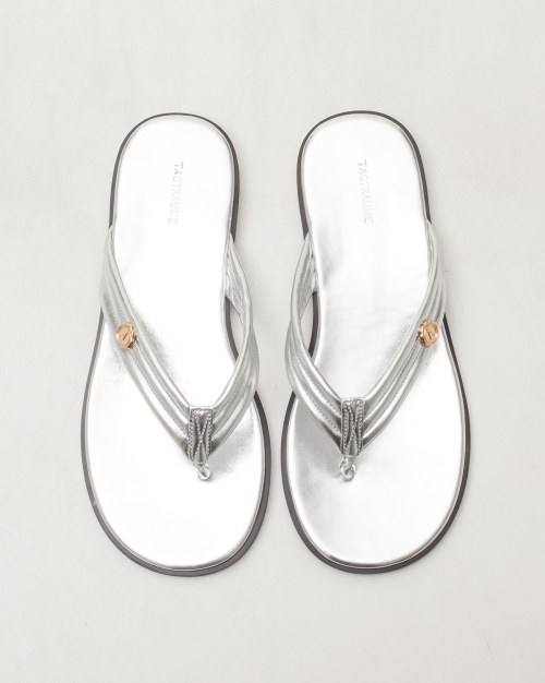 MUSINSA | TAGTRAUME Albi Roundto Coin Peekly Slipper - Silver