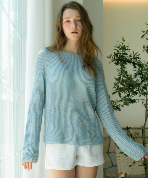 MUSINSA | VLETI Boat-neck Loosefit Knit (Sora)