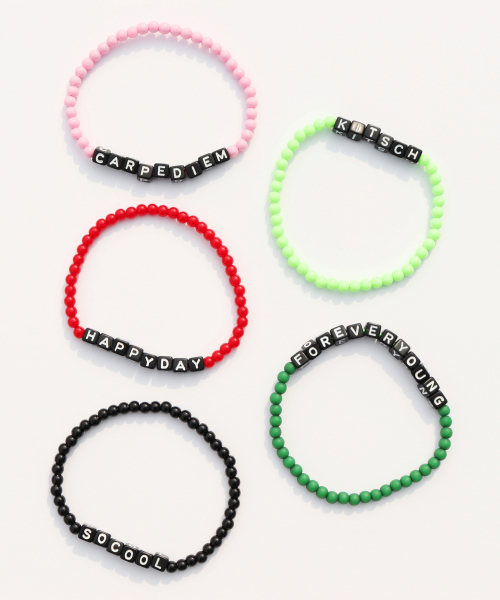 봉보(BONBEAU) Black cube initial color ball Bracelet 봉보 블랙 큐브 이니셜 컬러 볼 비즈 ...