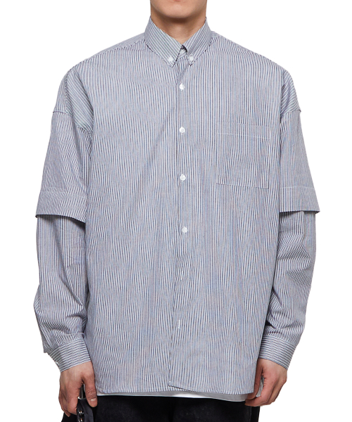 MUSINSA | NAYSAYER Striped Cut Shirt_Black