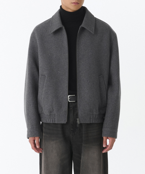 MUSINSA | MUSINSA STANDARD Wool Blend Minimal Blue Jacket [Medium Grey]