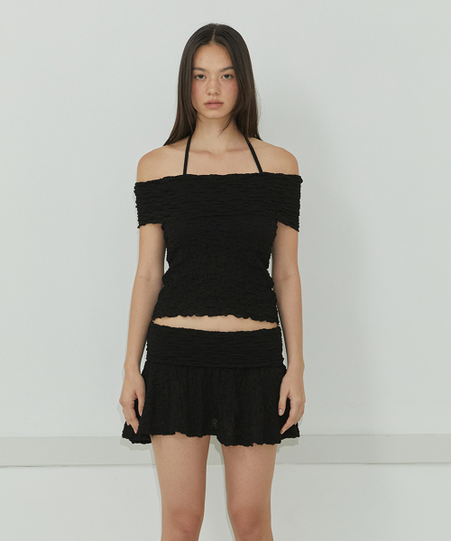 MUSINSA | MORE THAN PARADISE LACE HALTER LAYER TOP / BLACK