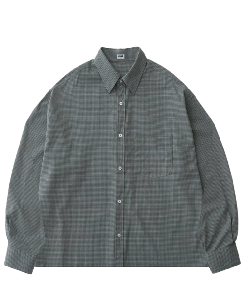 MUSINSA | HUKE Green Vintage Washed Check Shirt
