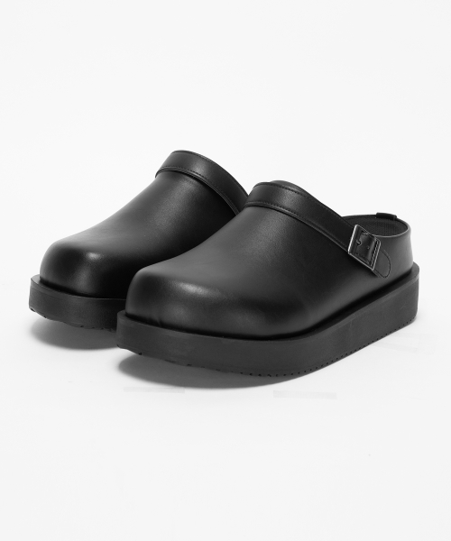 MUSINSA | ANALOGMOOD Mule Sandal Hybrid Platform Buckle Slipper (Black)