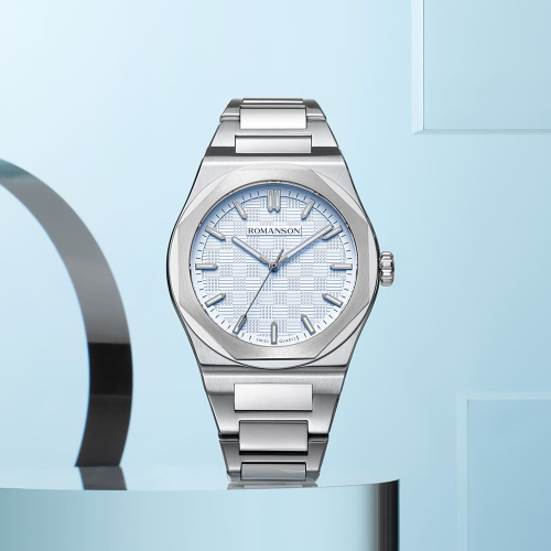 MUSINSA | ROMANSON Odi Octagonon 41 Sky Blue Metal Watch RWRMMM4BS004WHSB0