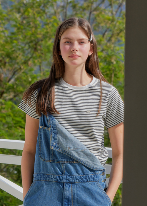 MUSINSA公式 | ANOETIC ANC GOLD LOGO DAILY TEE_IVORY STRIPE