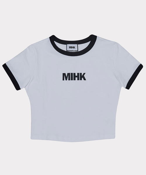 MUSINSA | MIHAK Basic Logo Color Block Crop Tee (WHITE)