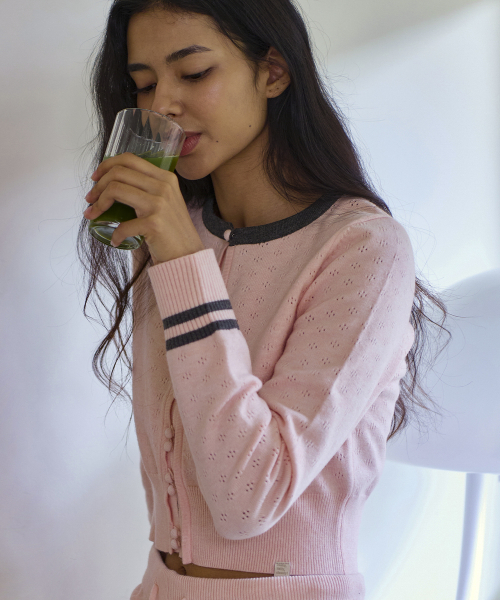 MUSINSA | BITTERCELLS C.G. Pointel Cardigan-Pink