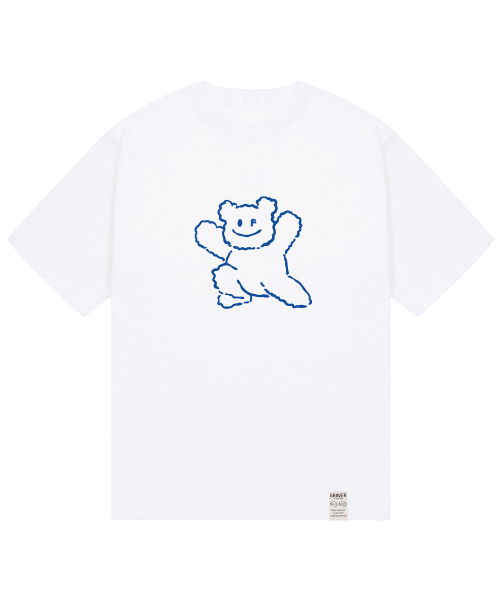 MUSINSA | GRAVER [UNISEX] Big Line Bear Smile Short Sleeve T-shirt_White