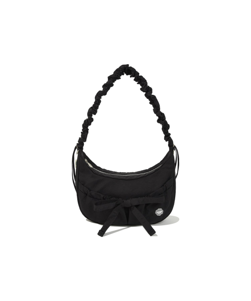 MUSINSA公式 | COVERNAT WOMAN Clover heart shirring medium nylon hobag black