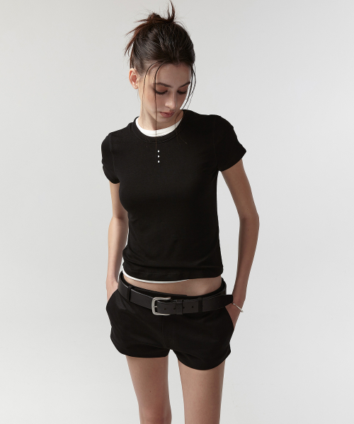 MUSINSA | EAN JO SYMBOL LOGO EMBROIDERY T-SHIRT (BLACK)