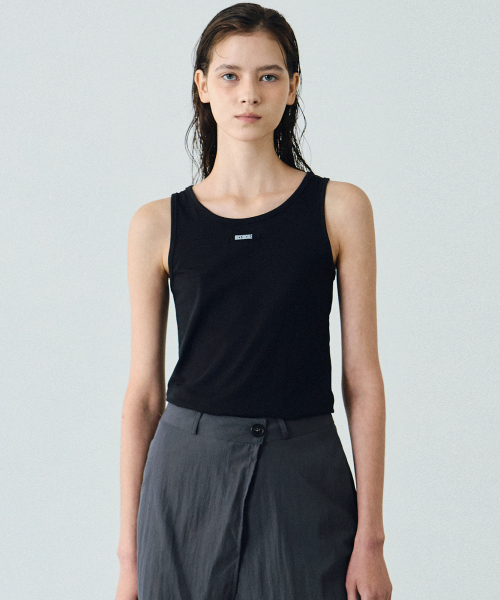 MUSINSA | NICK&NICOLE MINIMAL LABEL SLEEVELESS_BLACK
