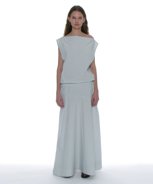MUSINSA | PARTIMENTO WOMEN Cotton Unbalanced Flared Maxi Dress_Sky