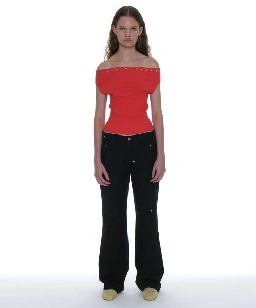 MUSINSA | PARTIMENTO WOMEN Low-rise pocket pointed pants_Black