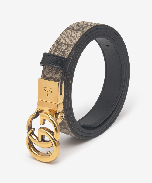 MUSINSA | GUCCI GG Marmont Reversible Thin Belt - Black / 65941892TIC9769