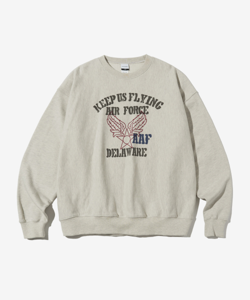 MUSINSA | OUTSTANDING MIL SERIES SWEAT(KEEP US FLYING)_1%OATMEAL