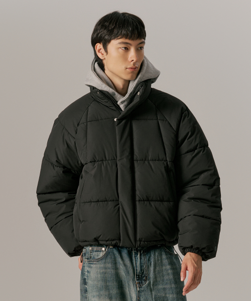 MUSINSA | URBANDTYPE Heavy Square Collar Short Padding_Black