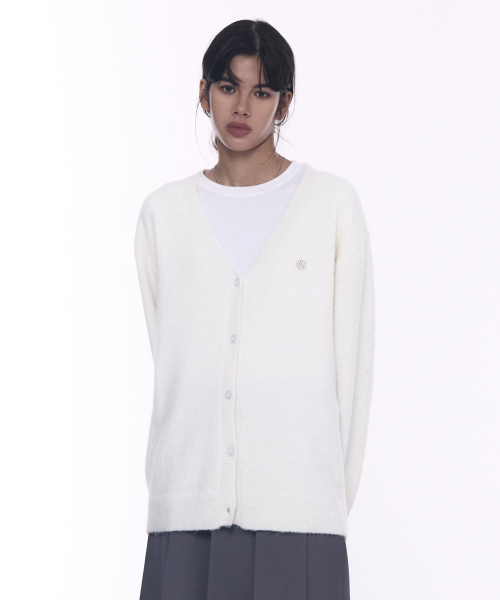 MUSINSA | PLACE STUDIO Soft daily overfit V-neck knit sleeve cardigan jacket [ivory]
