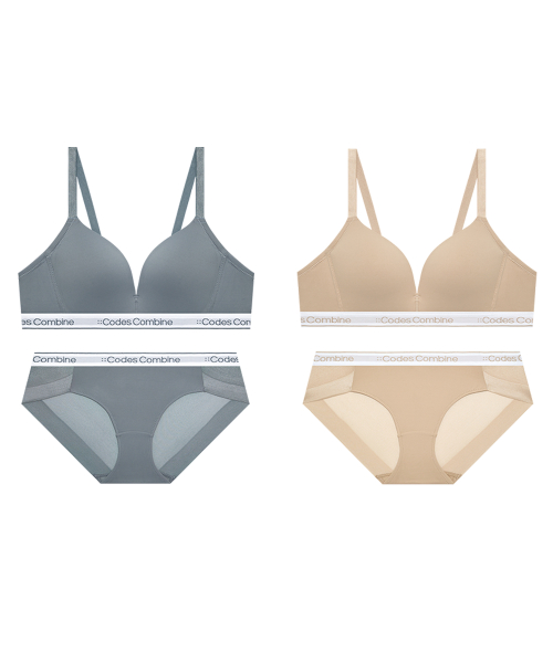 코데즈컴바인 이너웨어(CODES COMBINE INNERWEAR) [2PACK] 톤온톤 컬러밴딩 노와이어 브라팬티세트 - 사이즈 ...