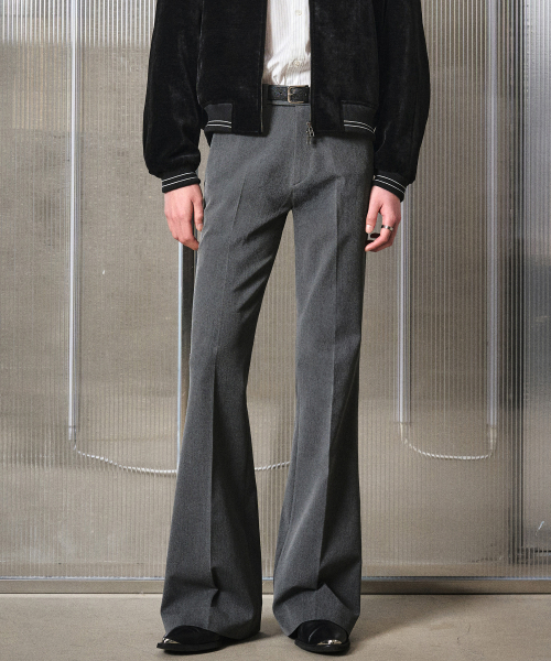 MUSINSA | LMOOD Jeanne flare slacks charcoal