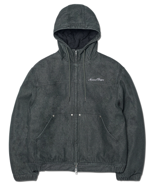 MUSINSA | NOMANUAL W.D HOODED ZIP-UP JACKET - WASHED GREEN