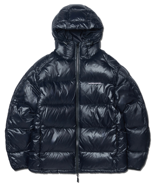 MUSINSA | NOMANUAL DIVISION HOODED DUCK DOWN - GLOSSY BLACK