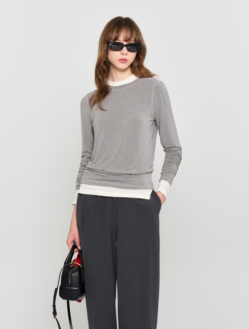 MUSINSA | GENERAL IDEA Soft basic long sleeve tee [CHARCOAL] / WBD3L01505