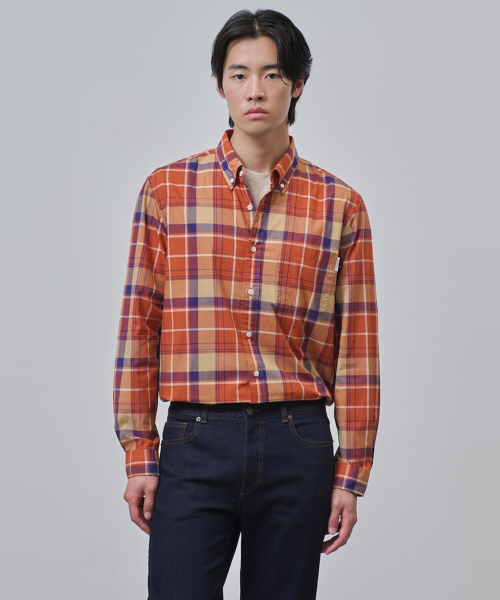 빈폴 멘(BEANPOLE MEN) 펜포켓 멀티체크 셔츠 오렌지 - 사이즈 & 후기 | 무신사