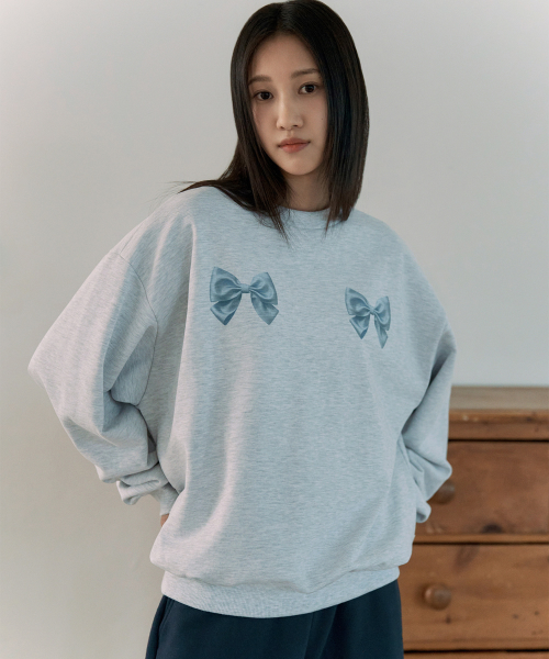 MUSINSA | FAD Two Ribbon Sweatshirt (White Melange)
